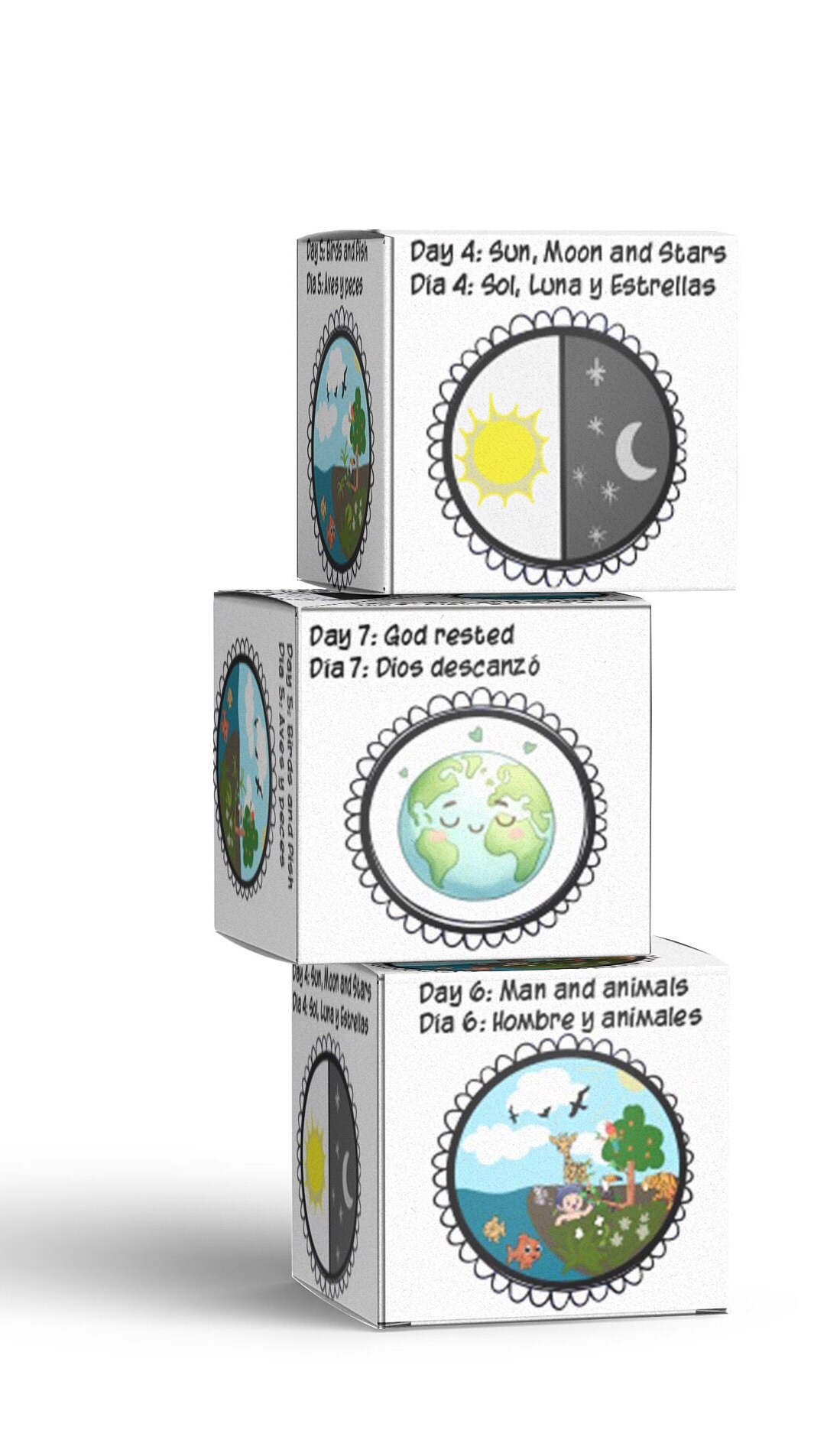 Creation Story Cube INSTANT DOWNLOAD Kids Bible Lesson English Spanish ...