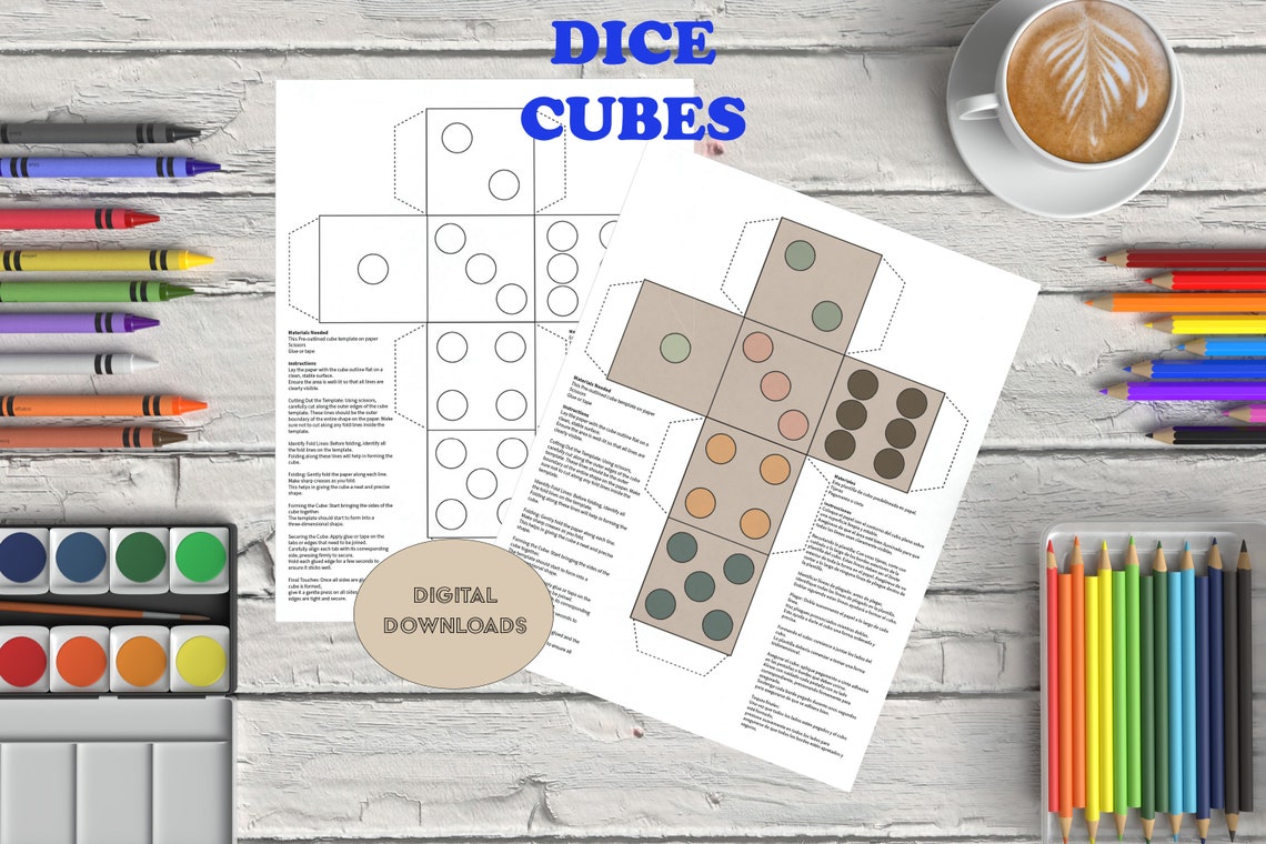 3D Educational Printable Coloring Dice Cube Classroom Activities ...
