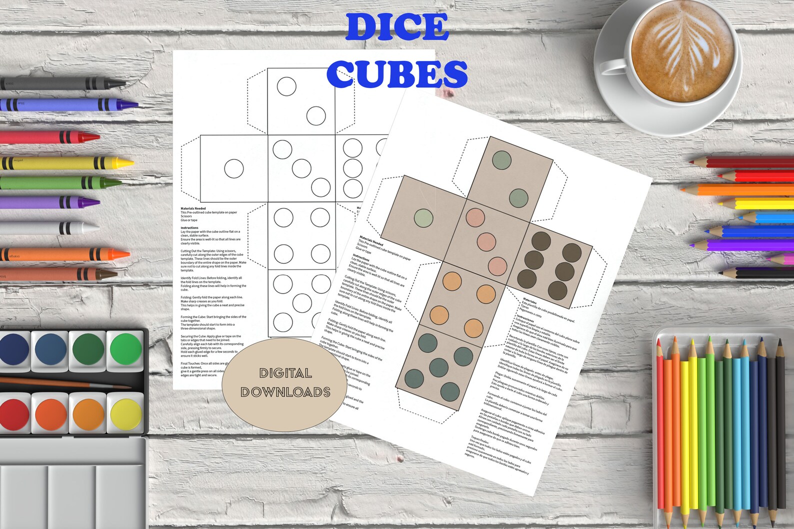 3D Educational Printable Coloring Dice Cube Classroom Activities ...