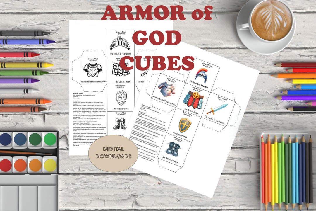 Armor of God Bible Coloring Story Cube INSTANT DOWNLOAD Kids Bible ...
