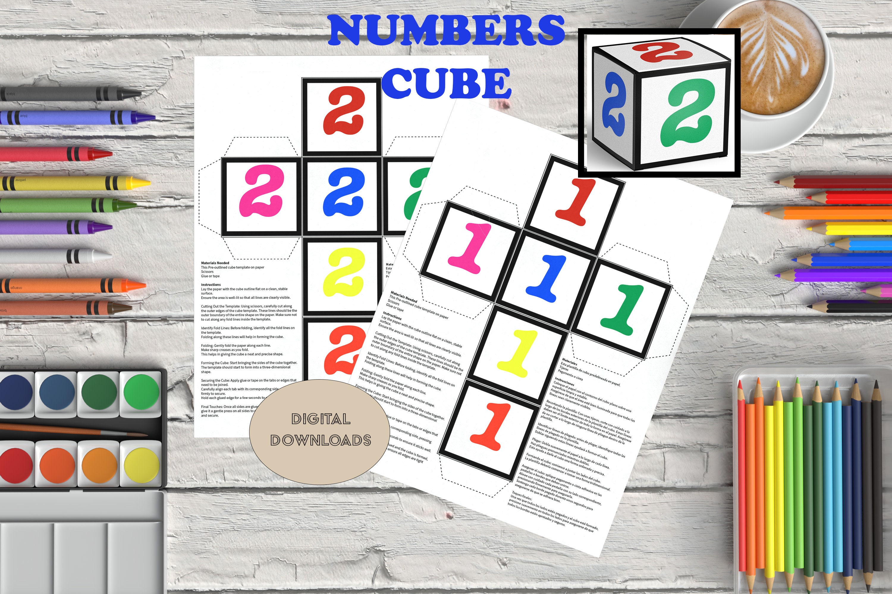 3D NUMBERS Cube Printable Educational Letter Cubes Learning Tool ...