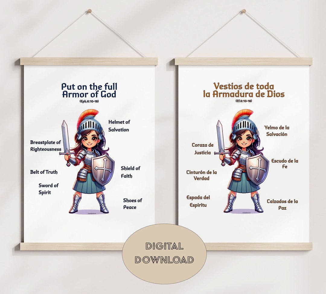 Mom's Edition Armor of God Poster Gift for Mom Spanish English Bible ...