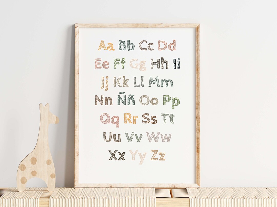 Spanish Alphabet Abecedario Letters in Soft Boho Earth Tones to ...