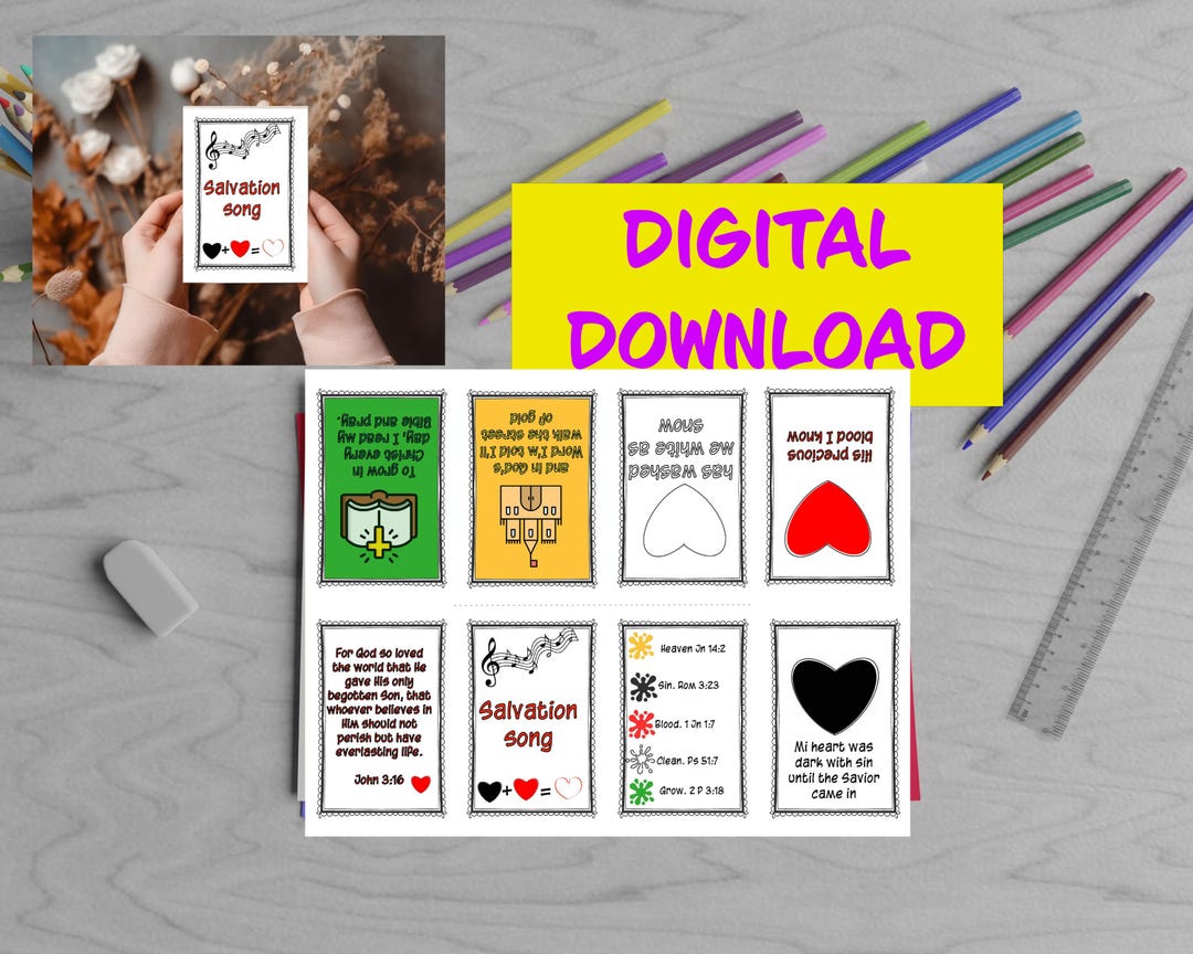 Wordless Gospel Song Little Book Printable Evangelism Tool INSTANT ...