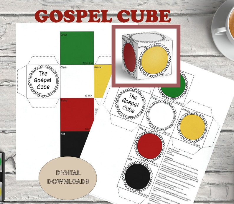 Wordless Gospel Cube Printable Evangelism Tool INSTANT DOWNLOAD ...