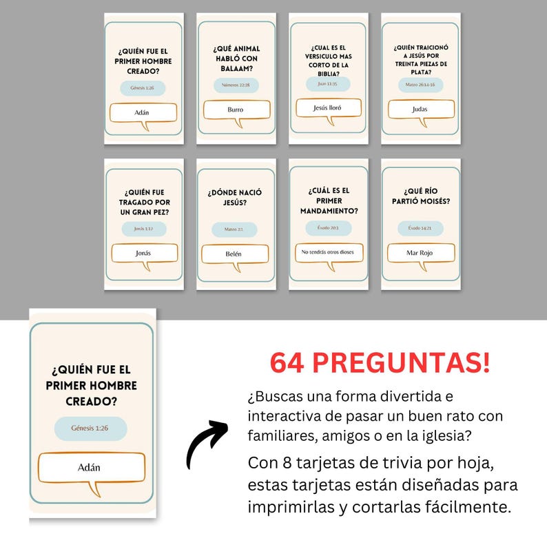 Trivia Biblica En Español Game Printable Sunday School INSTANT DOWNLOAD ...