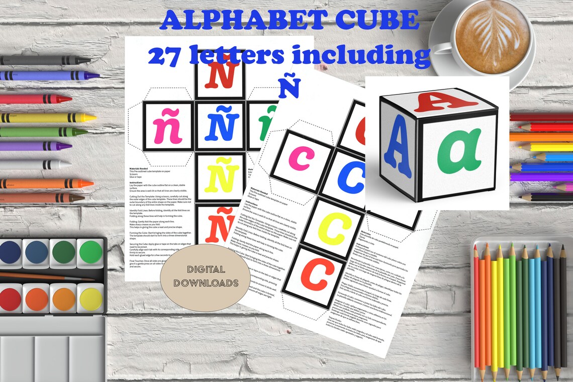 3D Alphabet Cube Printable Alphabet Educational Letter Cubes Learning ...