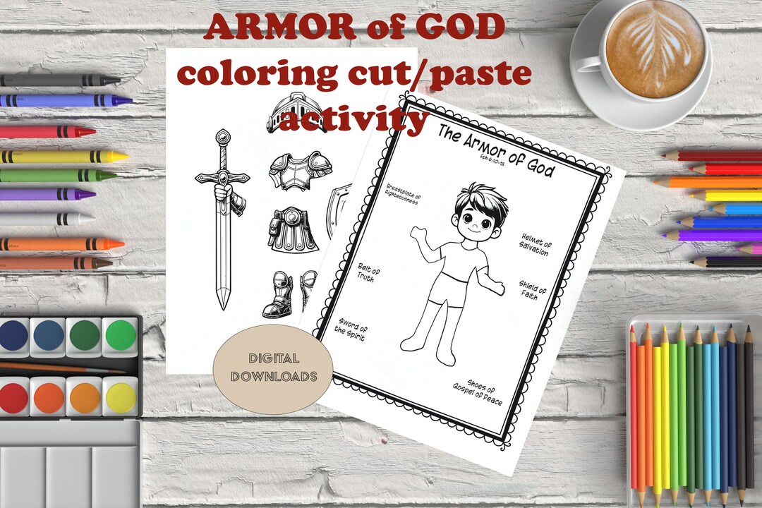 Armor of God INSTANT DOWNLOAD Glue Coloring Pages in English Homeschool ...
