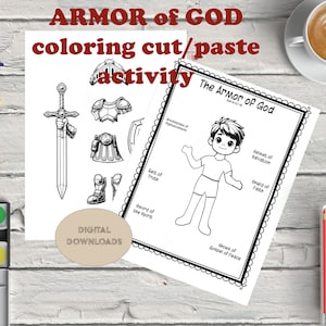 Armor of God INSTANT DOWNLOAD Glue Coloring Pages English Spanish ...