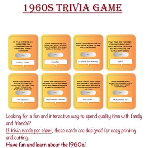 1960s Trivia Game General Knowledge Questions & Answers INSTANT ...