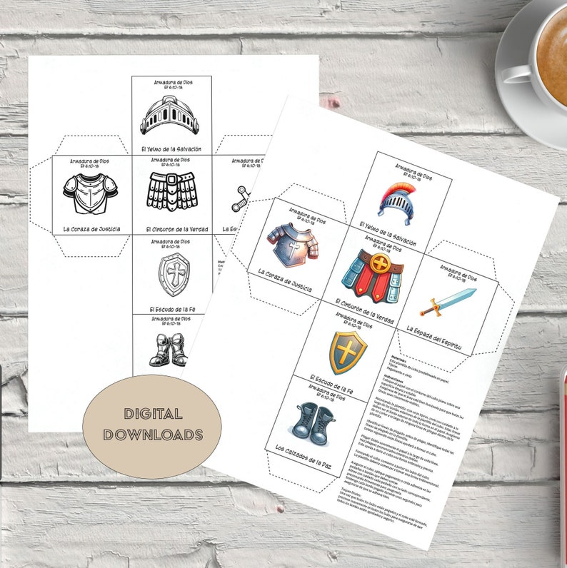 Armor of God Coloring Story Cube INSTANT DOWNLOAD Kids Bible Lesson ...