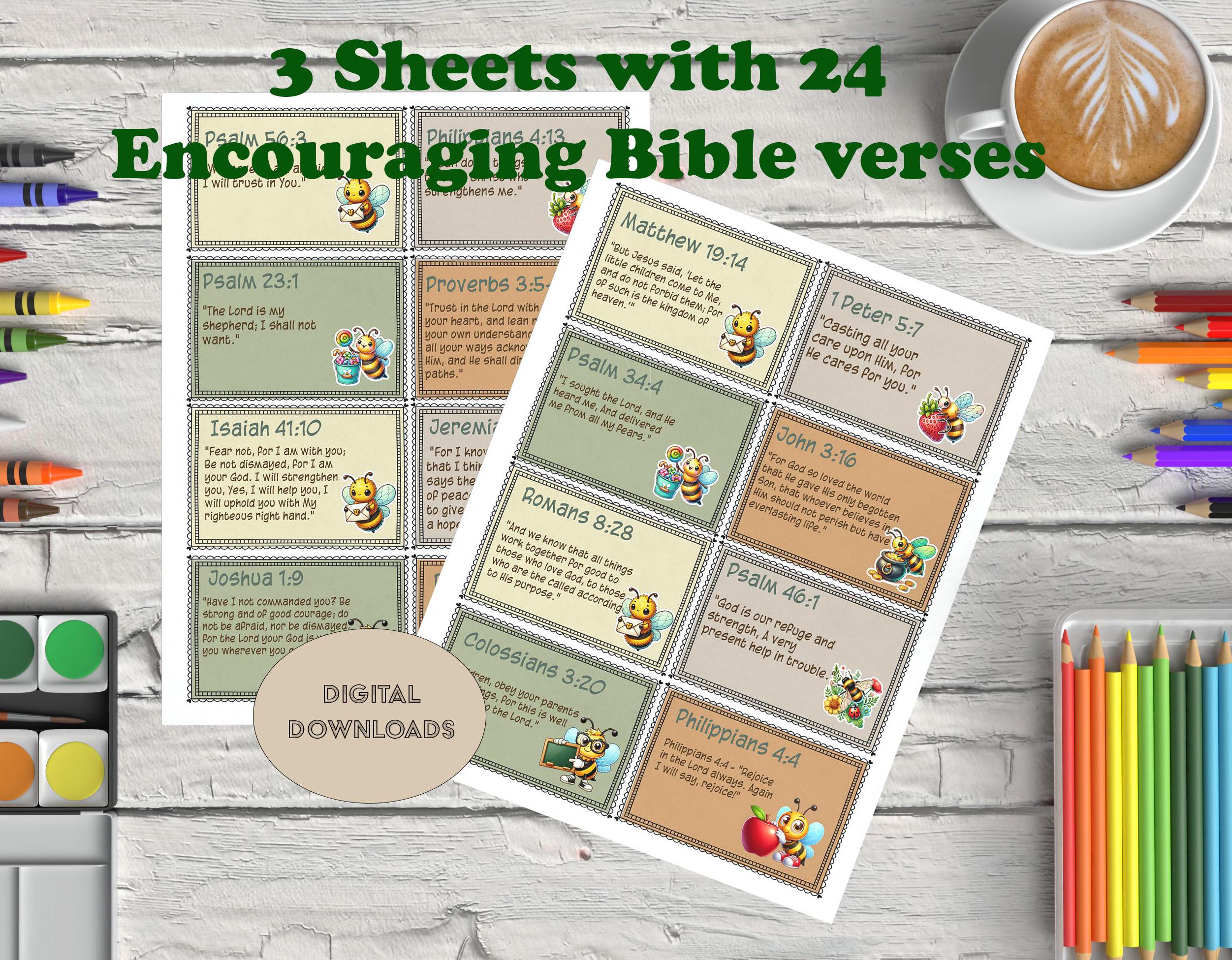 Encouraging Bible Verse Sheet Bees INSTANT DOWNLOAD Lunch Notes ...