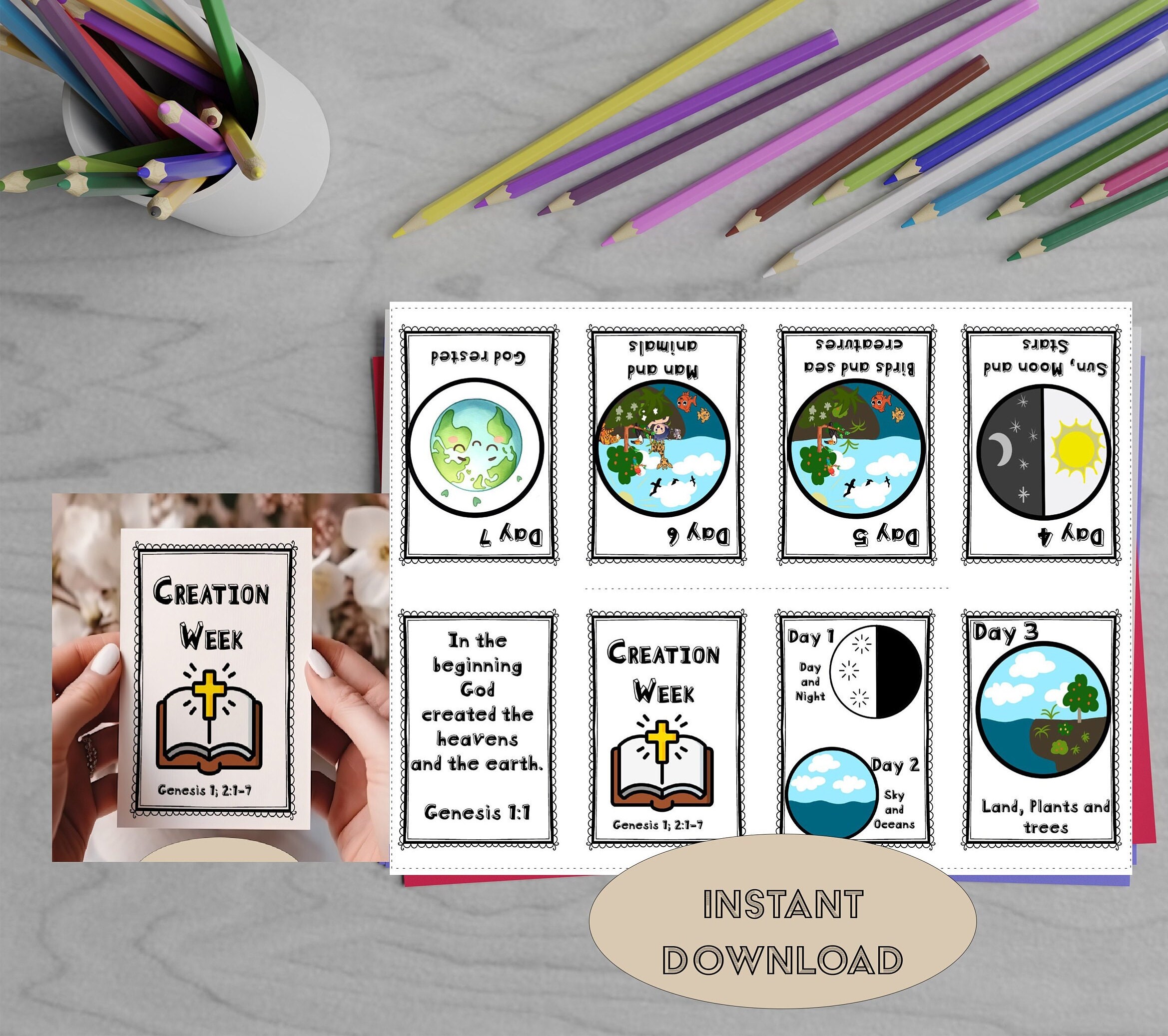 Creation Week Little Book INSTANT DOWNLOAD Kids Bible Lesson Printable ...