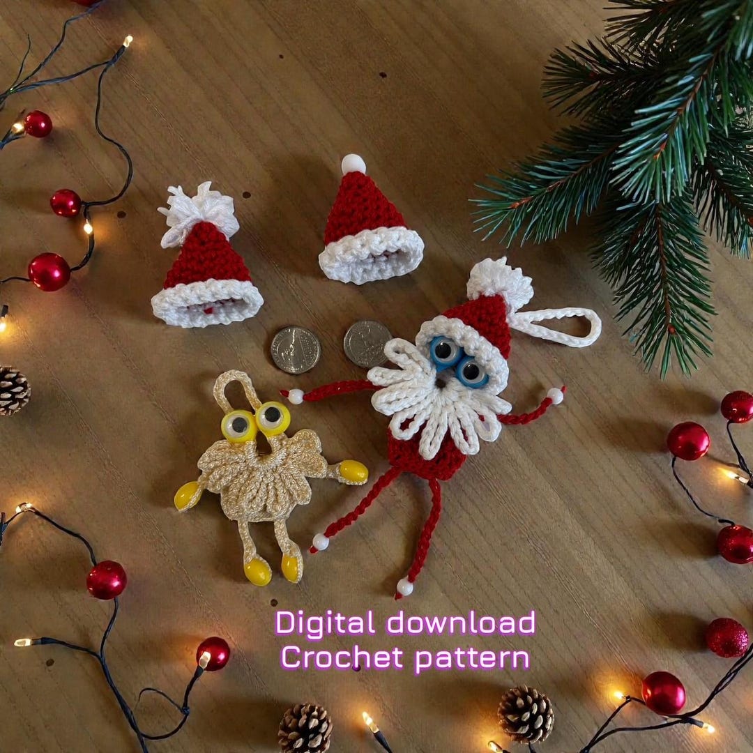 Crochet Coin Holder Mini Santa Hat Crochet Coin Keeper Googley Eyes ...