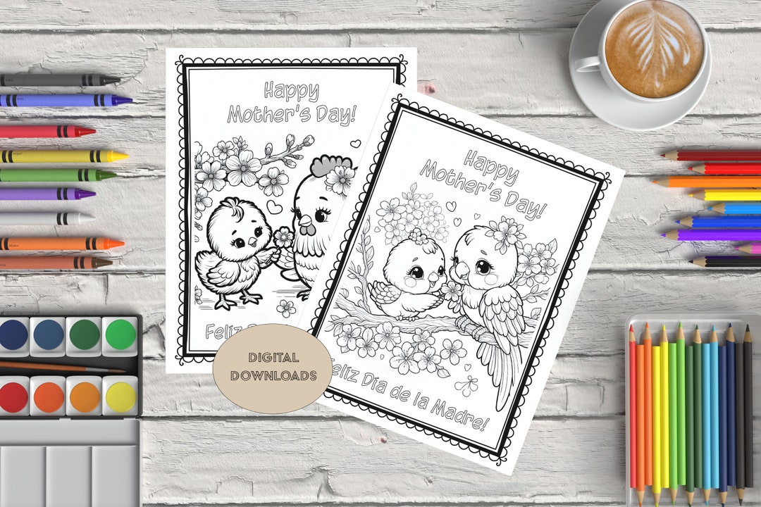 Coloring Happy Mother's Day INSTANT DOWNLOAD Coloring Pages English and ...