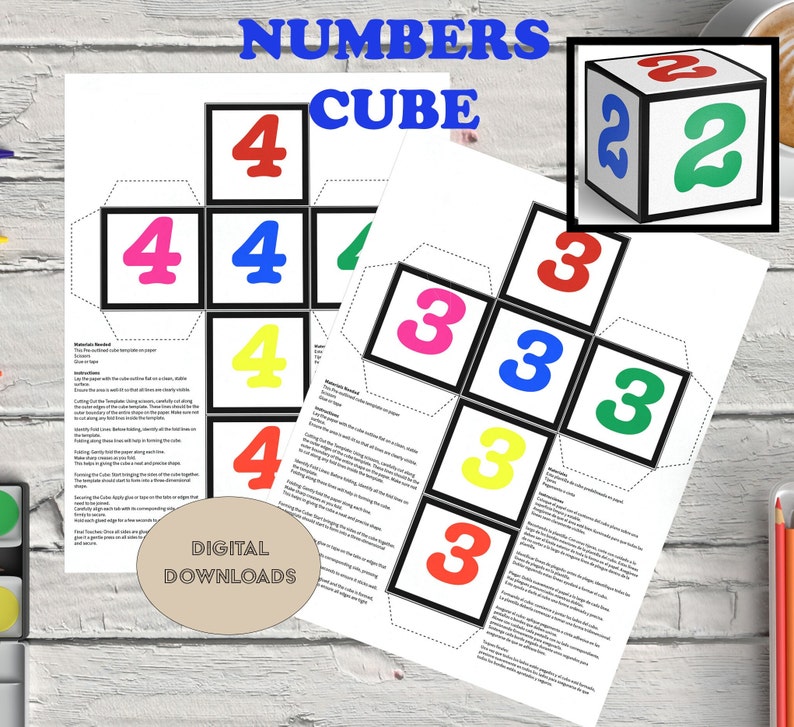 3D NUMBERS Cube Printable Educational Letter Cubes Learning Tool ...