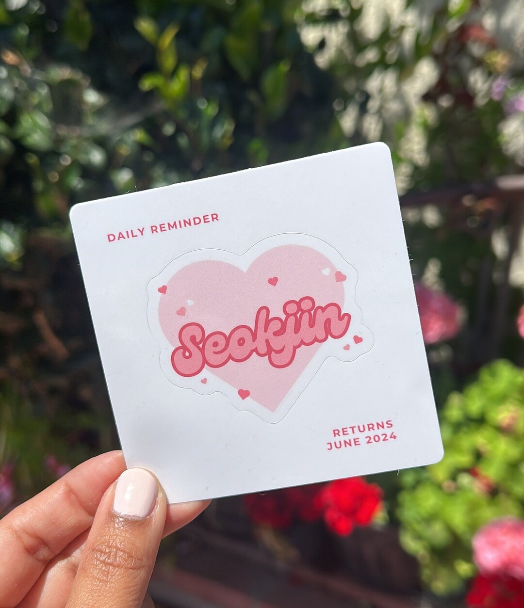 BTS Jin / Seokjin Daily Reminder Vinyl Heart Sticker | Bangtan Military ...
