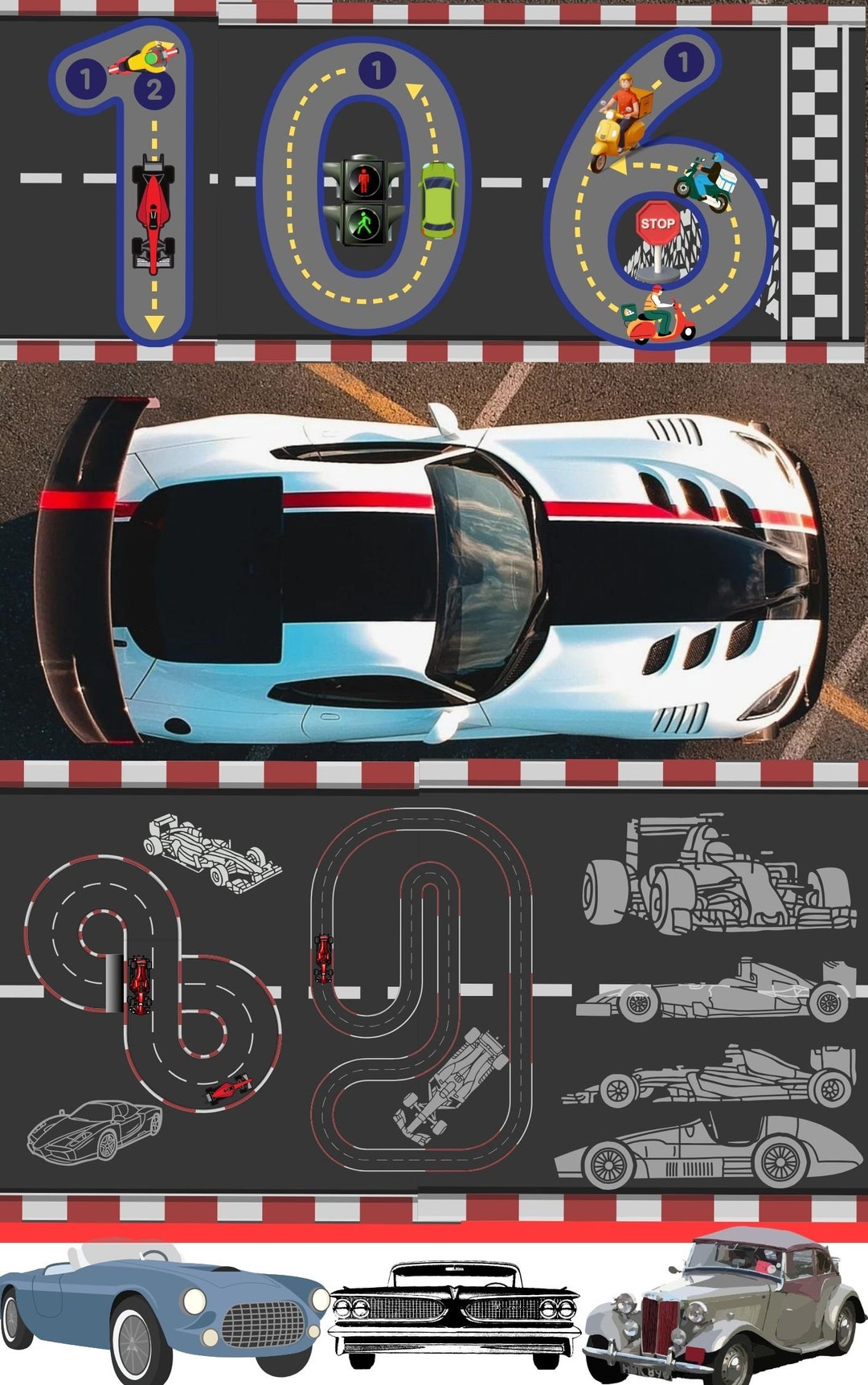 Preschool Numbered Car Racing Road, Printable Number Coloring Page - Etsy