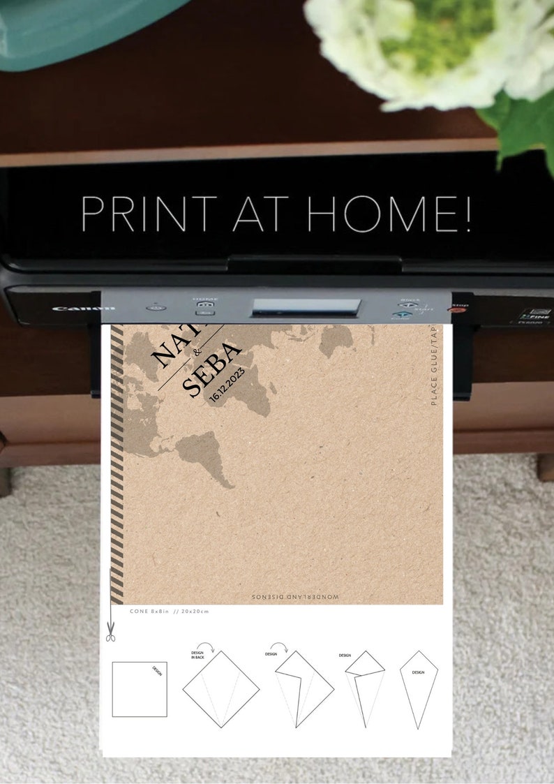 Confetti Cone Template, Petal Toss, Wedding Paper Cone. DIY Printable ...