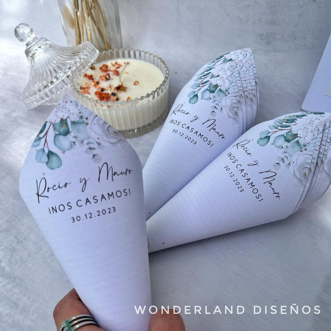 Confetti Cone Template White Flowers for Petal Toss, Wedding Paper Cone ...