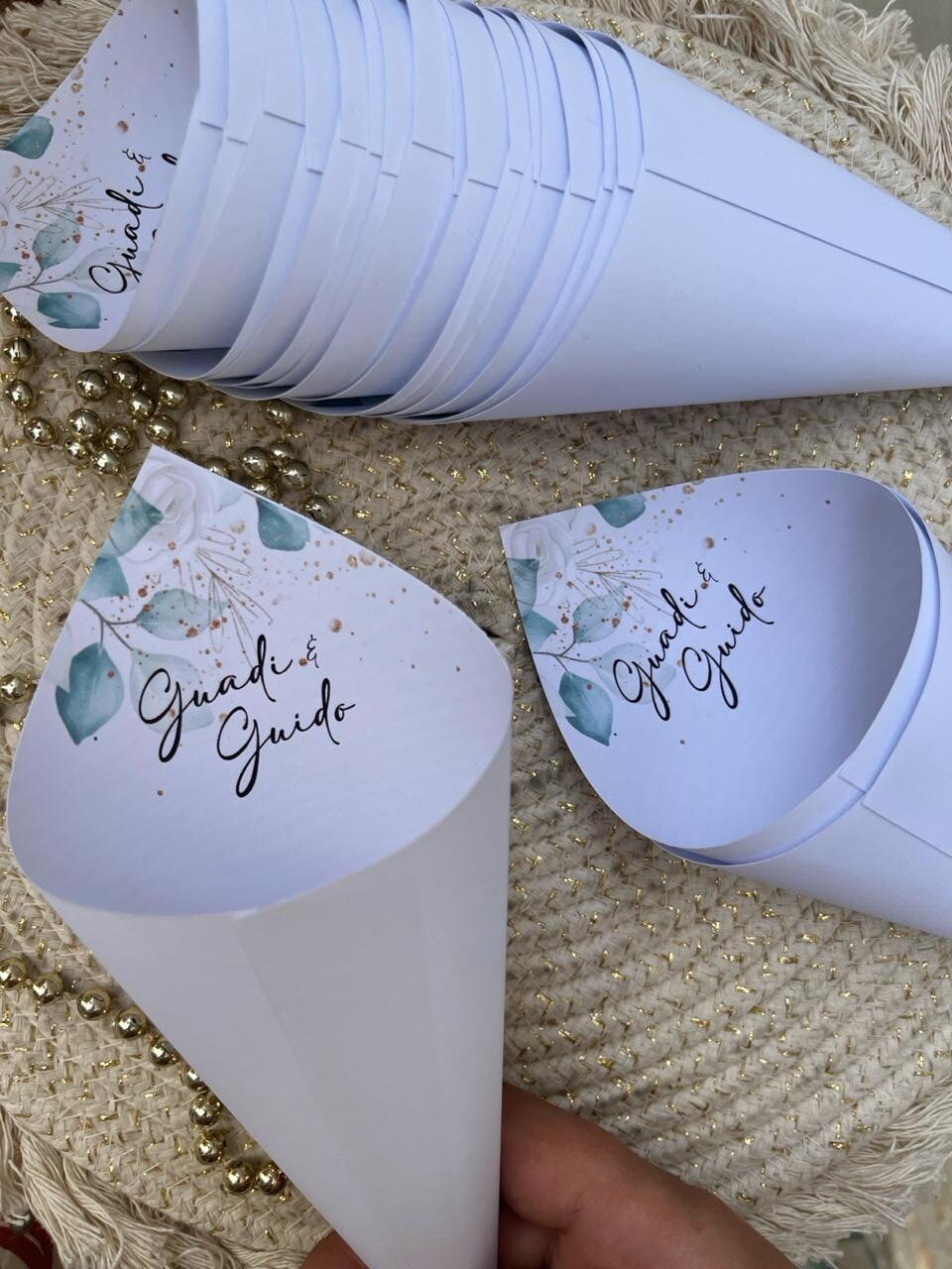 Confetti Cone Template White Flowers for Petal Toss, Wedding Paper Cone ...