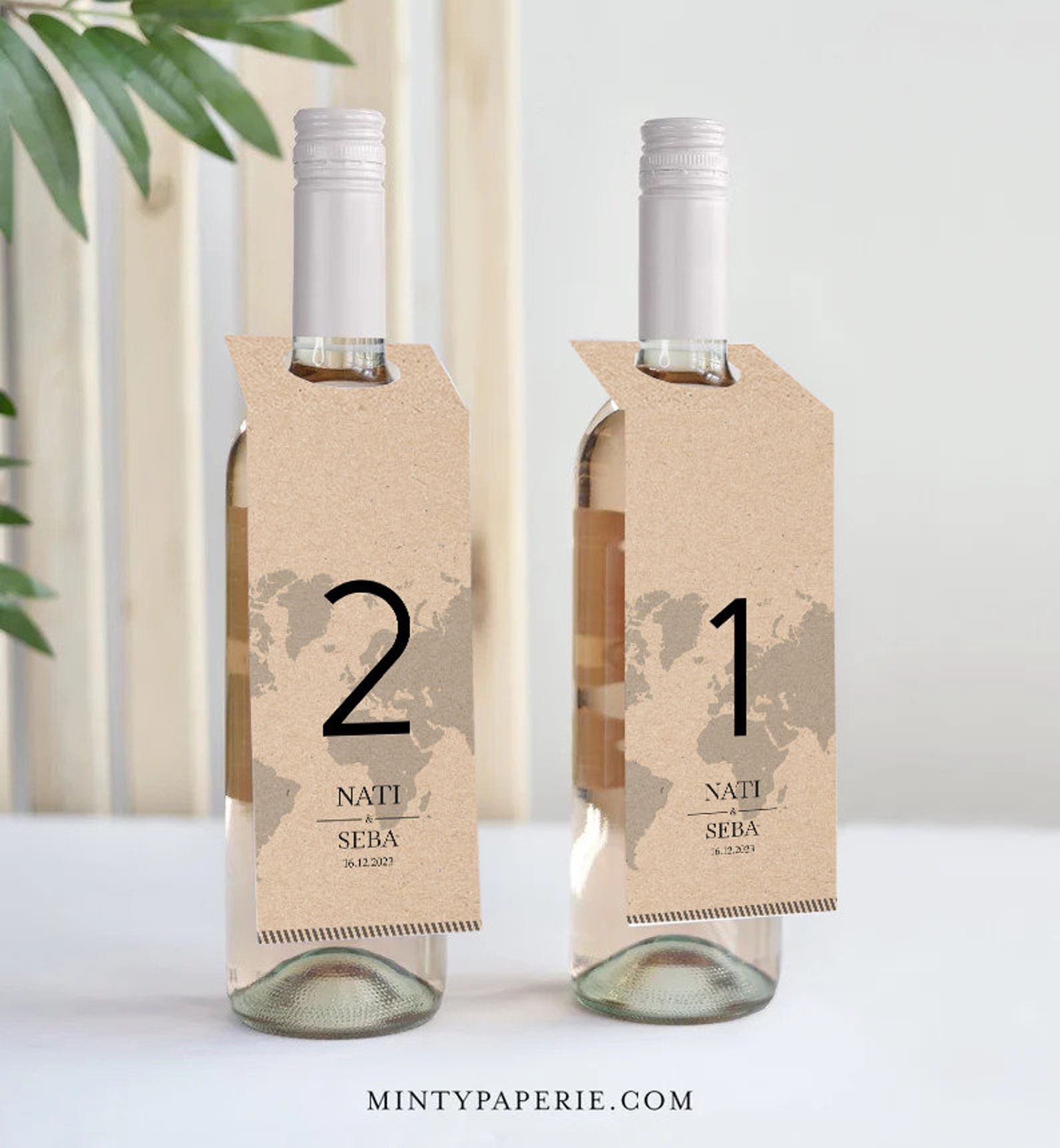 Wine Label Template, Wedding Table Number, Bottle Tag, Editable Canva ...