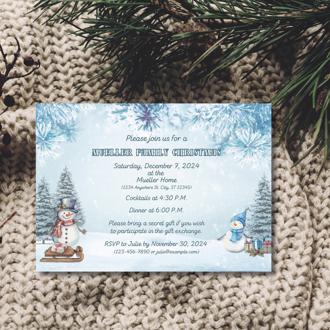 Editable Christmas Party Invitation Template (canva Digital Download ...