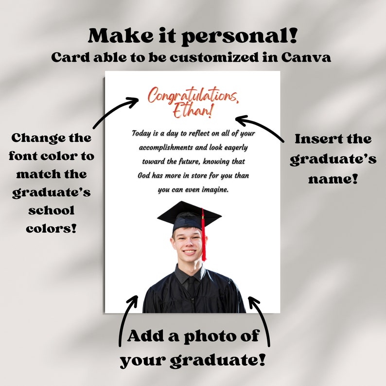 Printable Graduation Card, Religious Graduation Card, Personalized Card ...