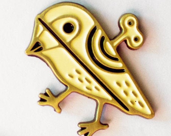 Wind up Bird Enamel Pin: 1960s Toy Inspired Brooch - Etsy