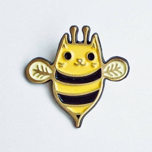Enamel Pin CAT BEE Cat Pin -- Bee Pins -- Honey Bee Brooch -- Bumble ...