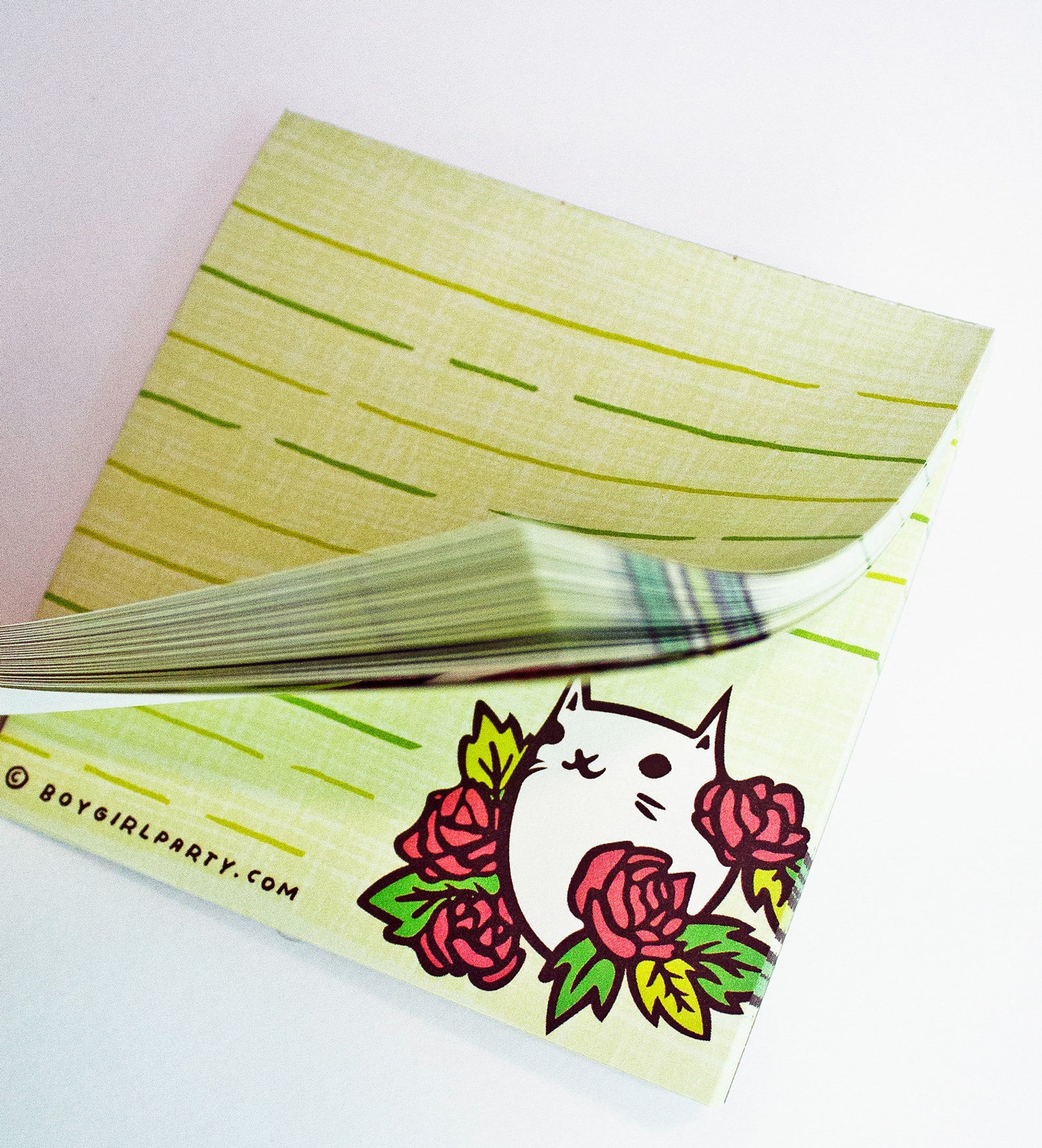 Desk Gift for Her Floral Cat Notepad Kawaii Notepads Cat | Etsy