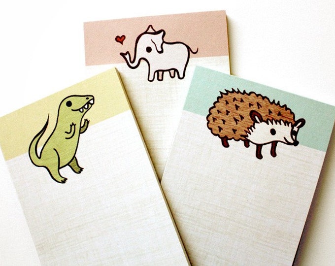 ANIMAL NOTEPAD SET by Boygirlparty, Set of 3 Kawaii Note Pads, Hedgehog ...