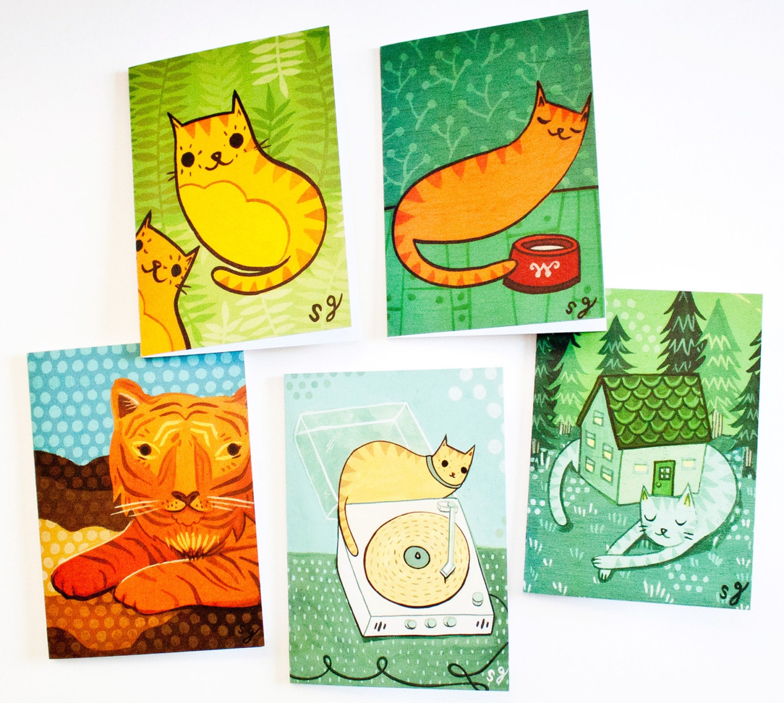 CAT CARD SET Cat Greeting Cards Set Cat Notecards Blank Notecard Set ...