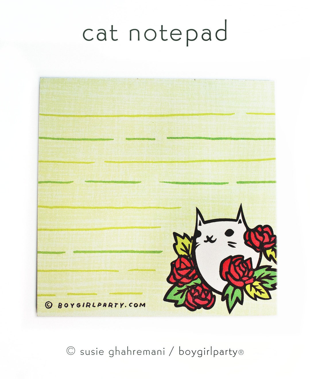 Desk Gift for Her — Floral Cat Notepad — Kawaii Notepads — Cat Lovers ...
