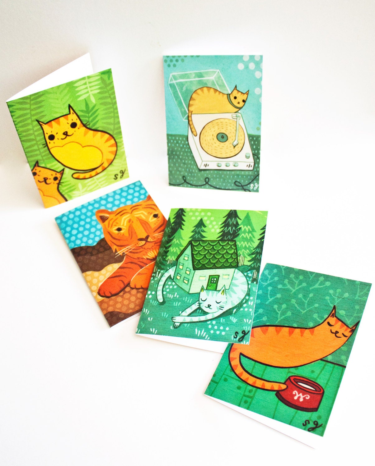 CAT CARD SET Cat Greeting Cards Set Cat Notecards - Etsy