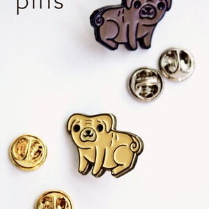 Best Friend Gift -- Enamel PIN SET -- Pug Pins -- Lapel Pin Set Pug ...