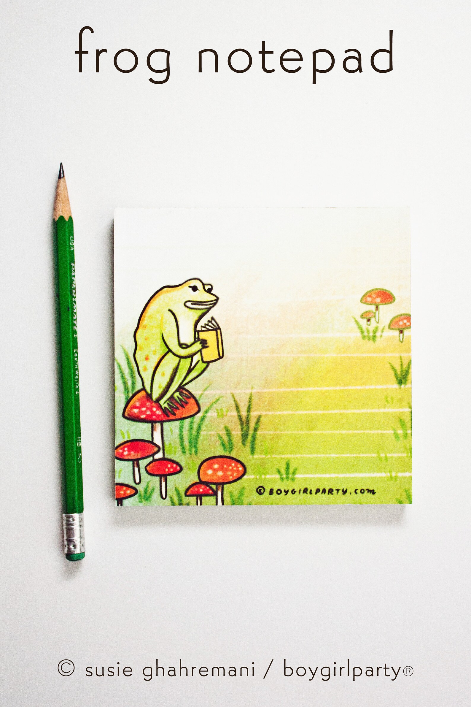 Cute Frog Notepad by Boygirlparty Reading Frog Gift - Etsy