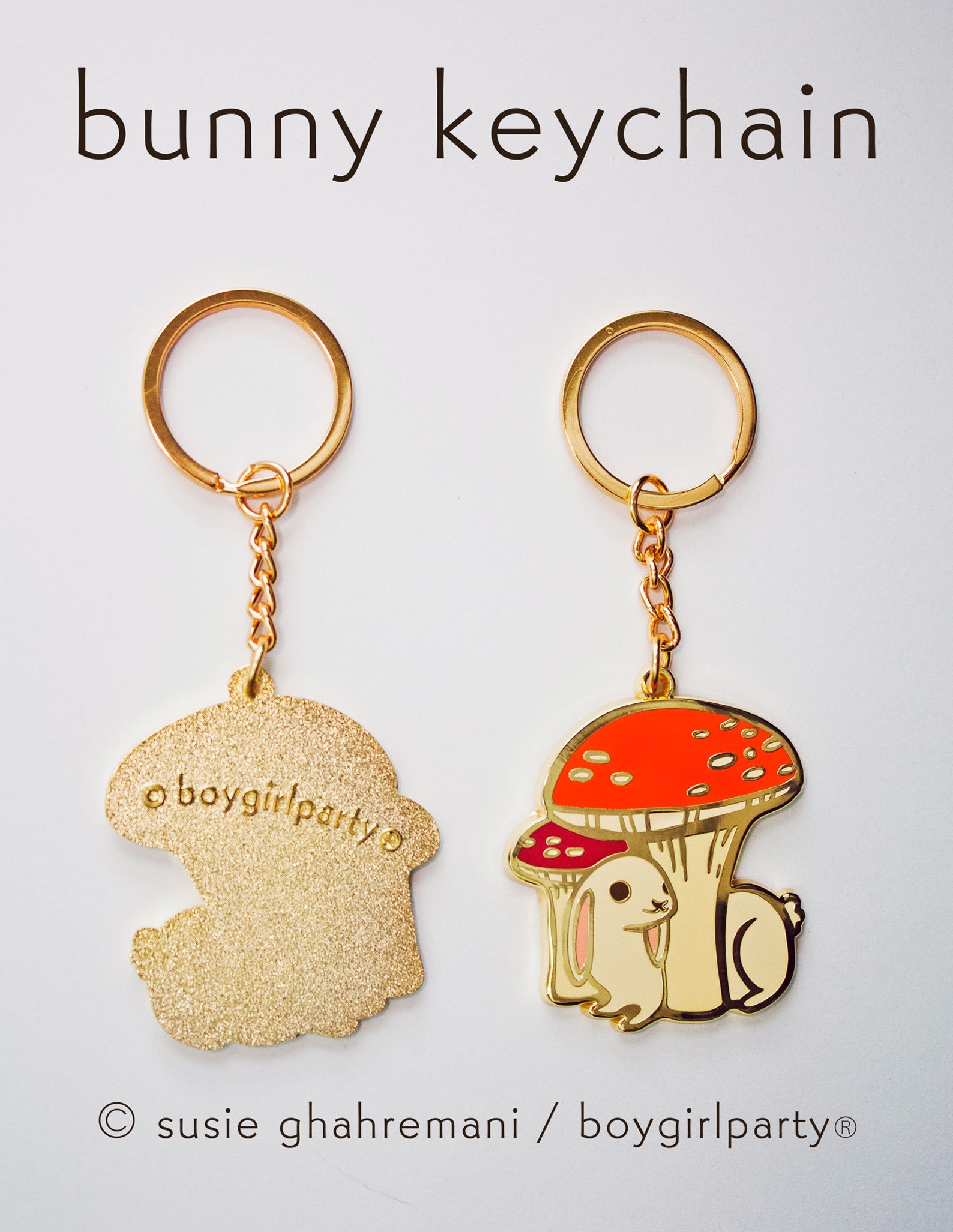Cool Girl Gift — Cute Bunny Keychain — Trendy Enamel Keychain Key Ring ...
