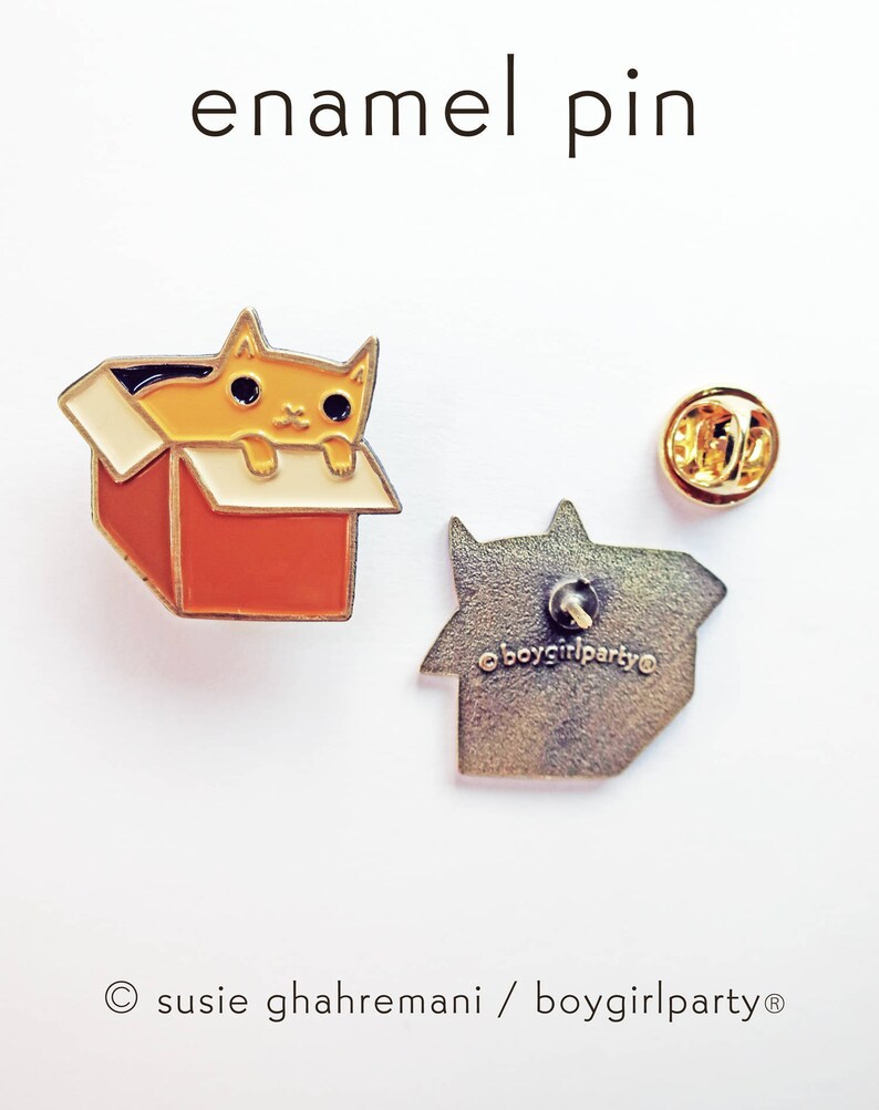 Box Cat Pin Kawaii Enamel Cat Pin Funny Enamel Pins Cat - Etsy