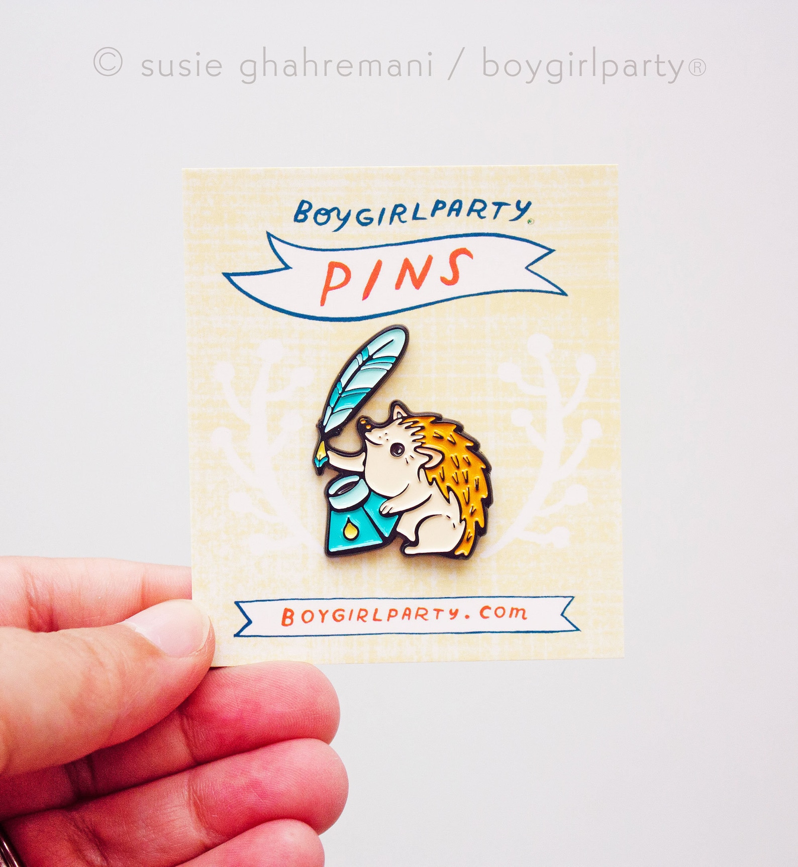 Quill Pen and Ink Enamel Pin — Hedgehog Quill Pin — Ink Bottle Enamel ...