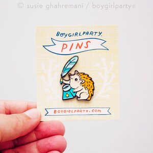 Quill Pen and Ink Enamel Pin — Hedgehog Quill Pin — Ink Bottle Enamel ...