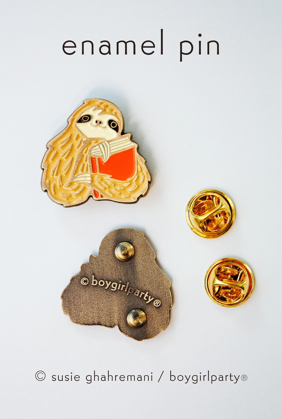 Book Enamel Pin SLOTH PIN Book Lovers Pin Reading - Etsy