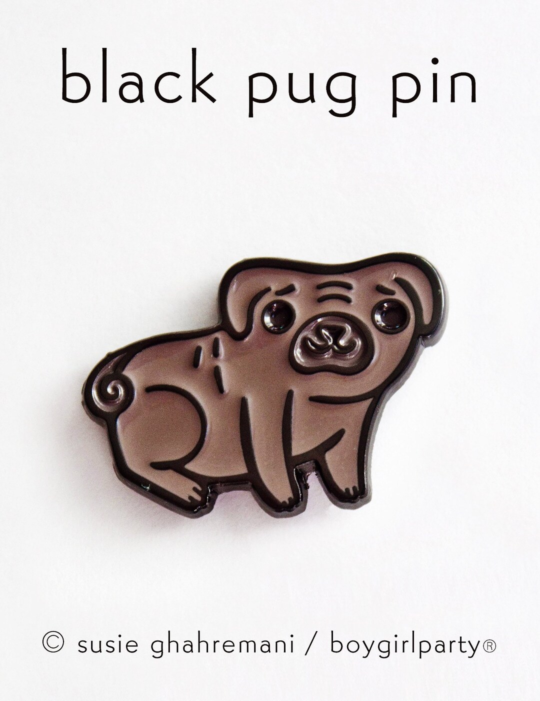 BLACK PUG PIN - Enamel Pin - Pet Dad Gift for Him, Dog Lover Gifts, Dog ...