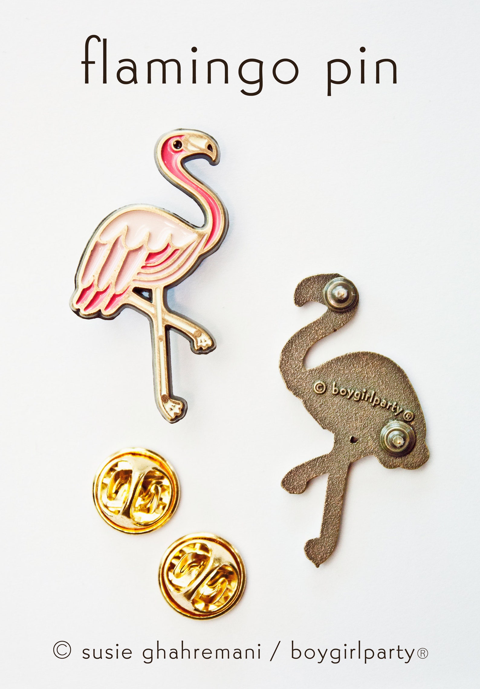 FLAMINGO Enamel Pin — Pink Flamingo Gift Brooch -- Flamingo Lapel Pin ...