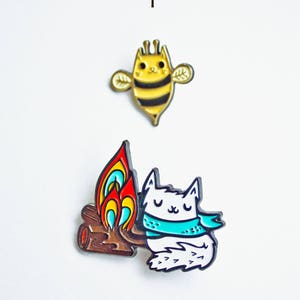 Enamel Pin CAT BEE Cat Pin -- Bee Pins -- Honey Bee Brooch -- Bumble ...