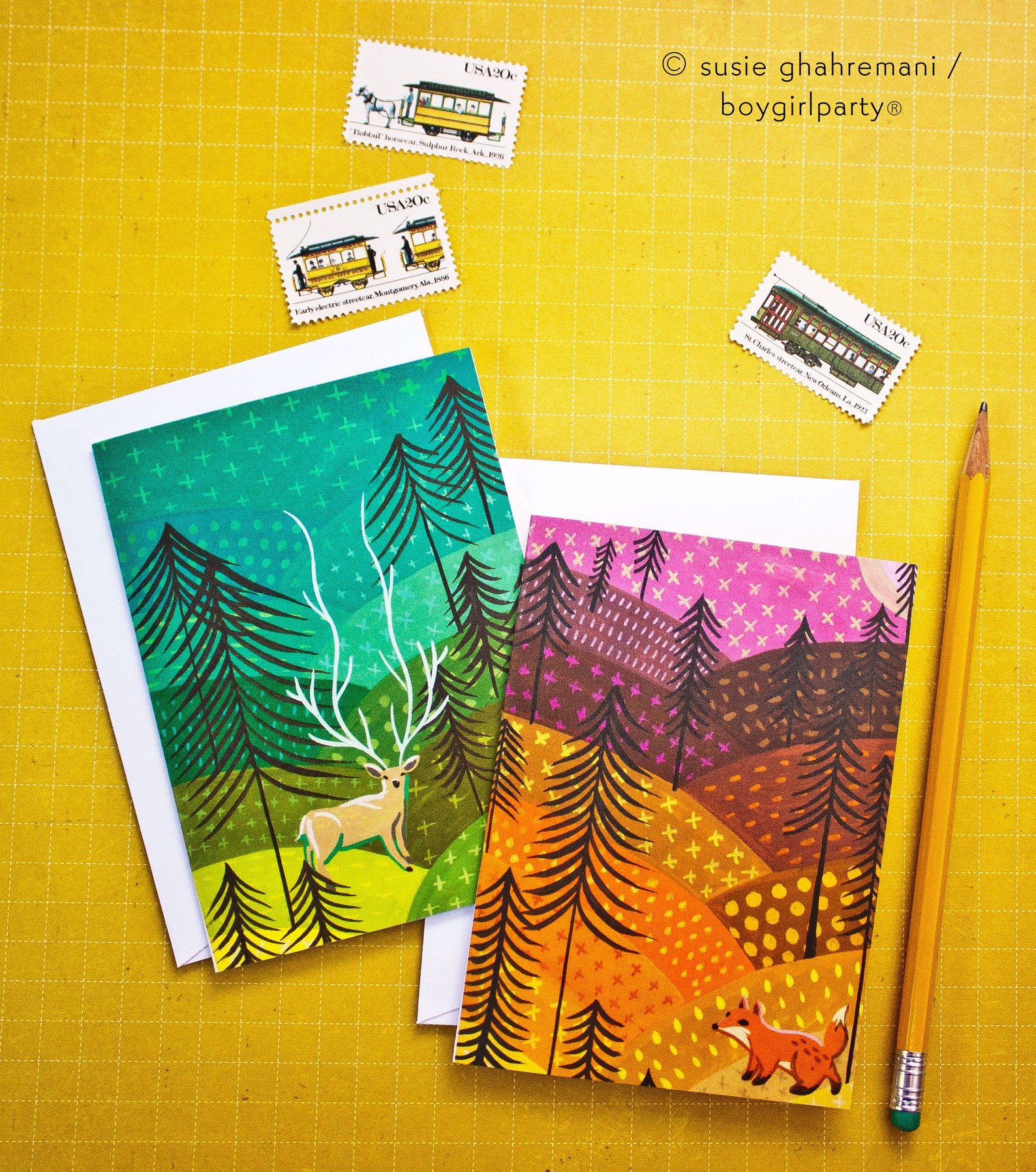 Illustrated Notecard Set blank Note Cards // Handmade Cards - Etsy