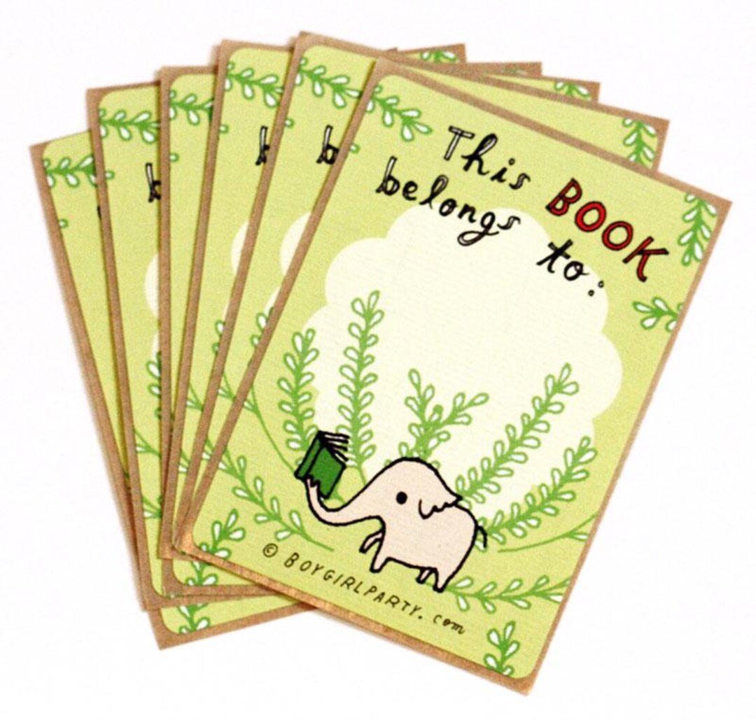 Elephant BOOK LABELS — Bookplate Stickers — Ex Libris Book Stickers ...