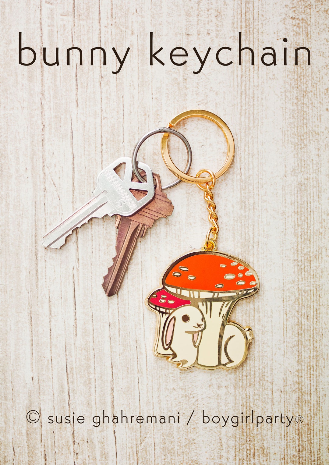 Cool Girl Gift — Cute Bunny Keychain — Trendy Enamel Keychain Key Ring ...