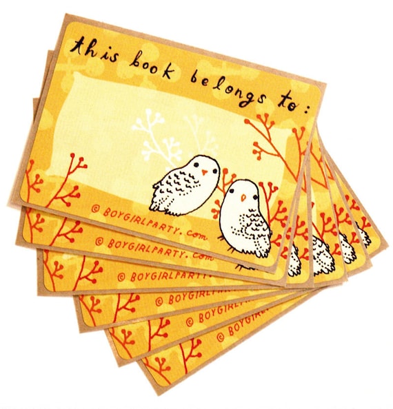 Bookplate Stickers ex Libris owl Book Labels for Teachers | Etsy