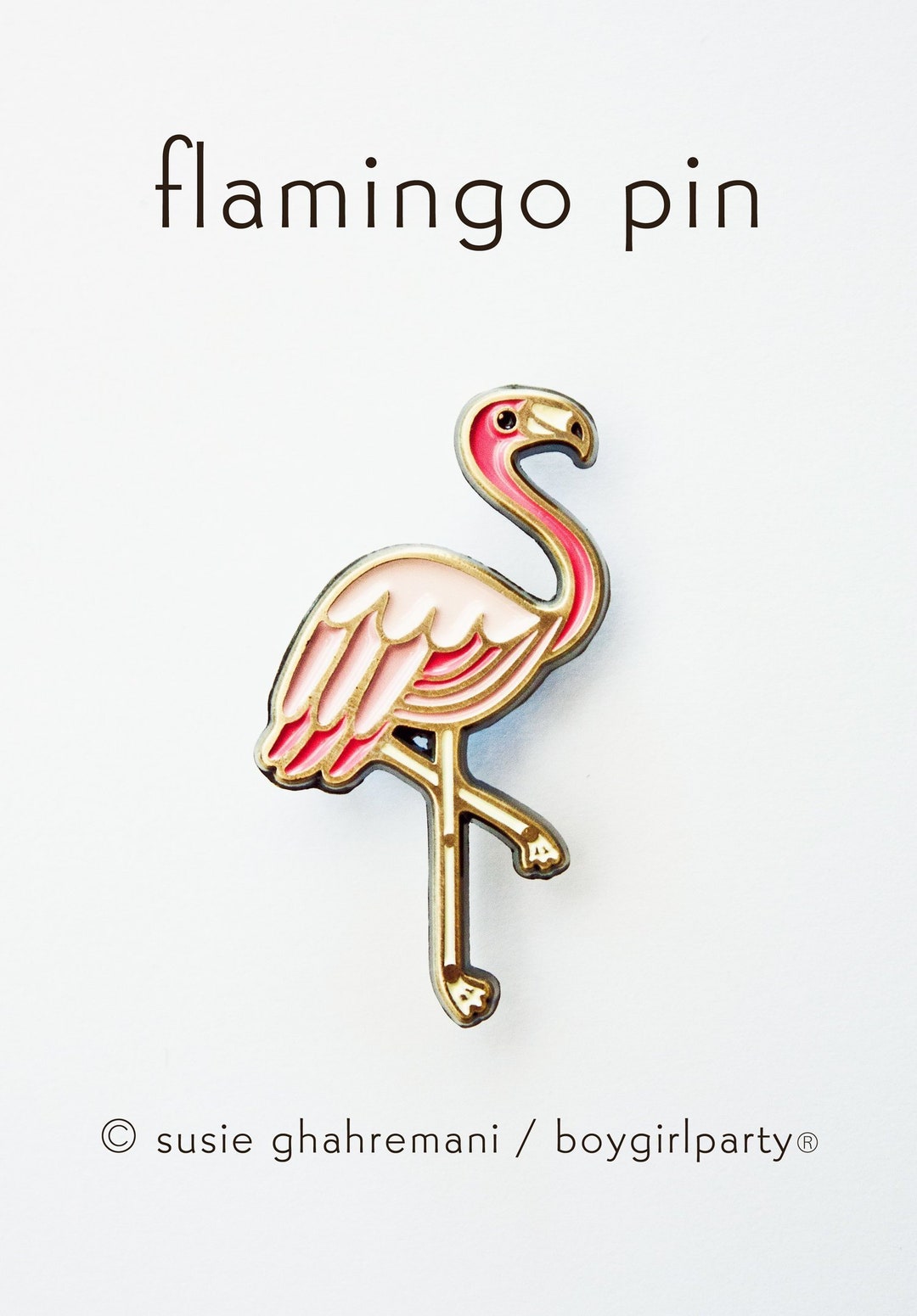 FLAMINGO Enamel Pin — Pink Flamingo Gift Brooch -- Flamingo Lapel Pin ...